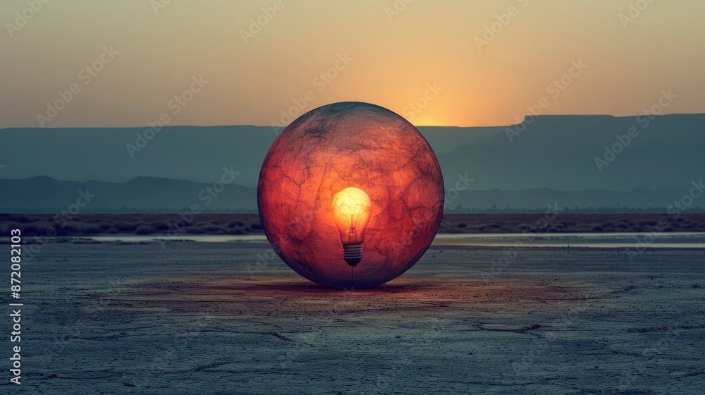 Minimalist, surreal digital art of an oversized wheel, lying in the ...