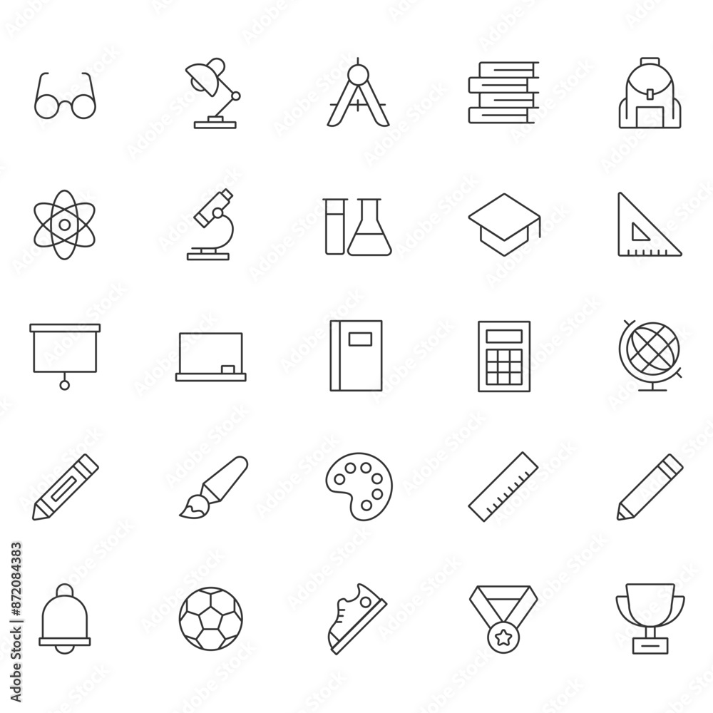 School Icons Vector Illustration EPS File | Line Art Education Symbols ... School Icons Vector Illustration EPS File | Line Art Education Symbols ...
