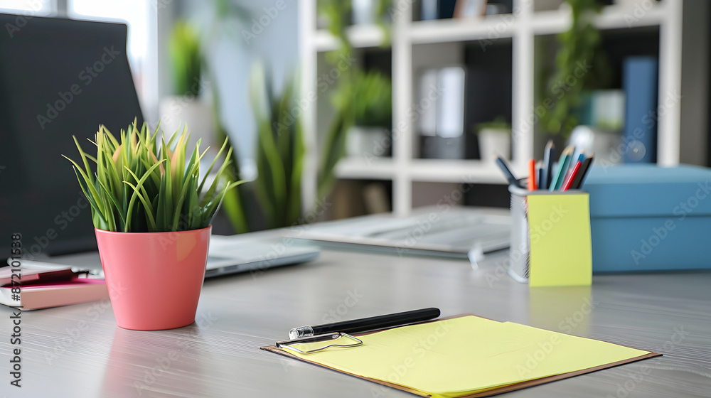 sticky note with the text introduce yourself on office desk. self ...
