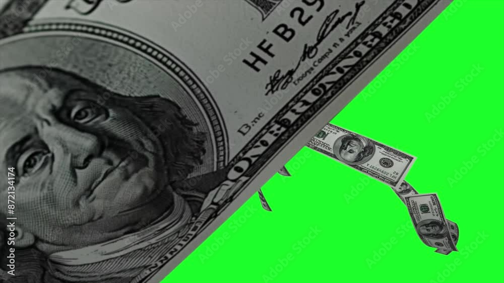 Flying Dollar Bills 3d animation on Green Screen Background Stock Video ...