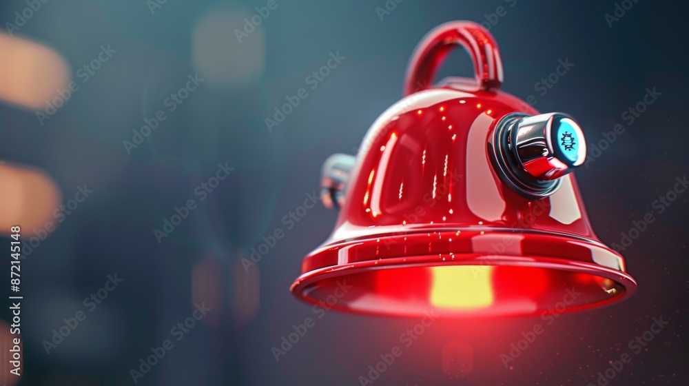 Red alarm bell indicates danger or emergency alerts on a warning ...