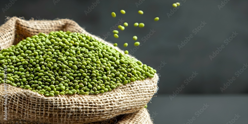 Pouring Green Gram (Vigna radiata) from a Sack Moong Dal. Concept Food ...