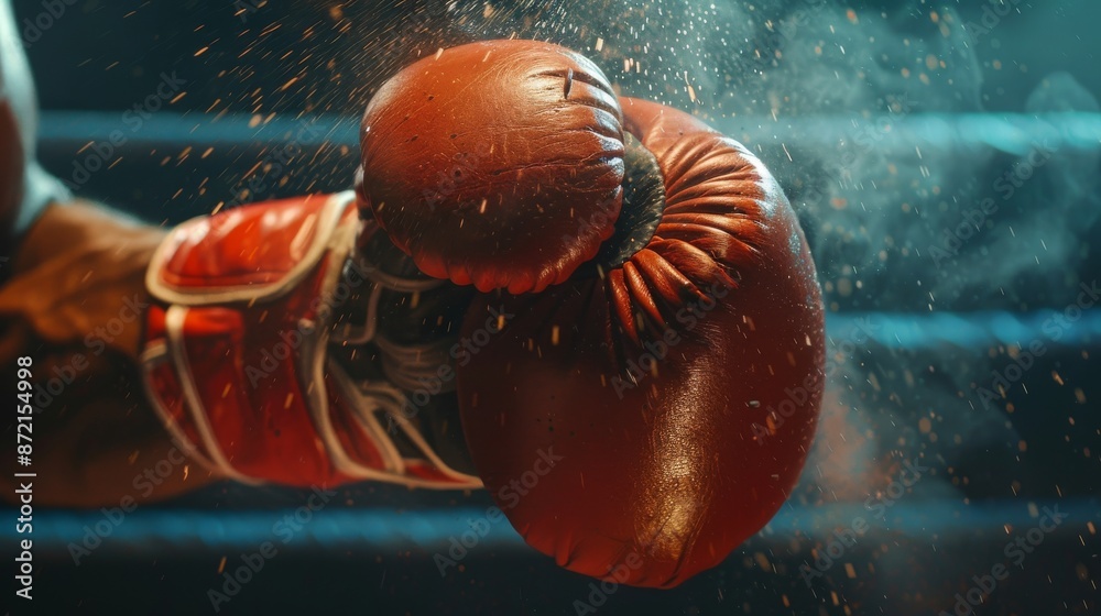 Gloves punch in the middle of the punch. To capture the moment of the ...