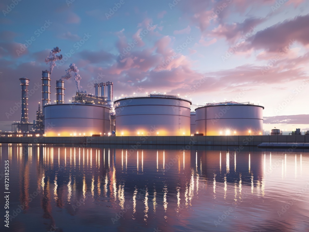 Massive LNG Storage Tank Facility - Modern Energy Infrastructure ...