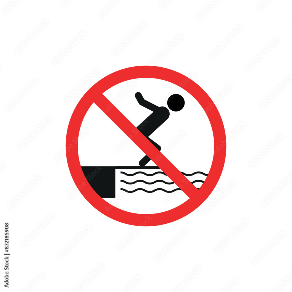 No Diving Safety Sign - Prohibition Symbol for Pools and Water Areas ...