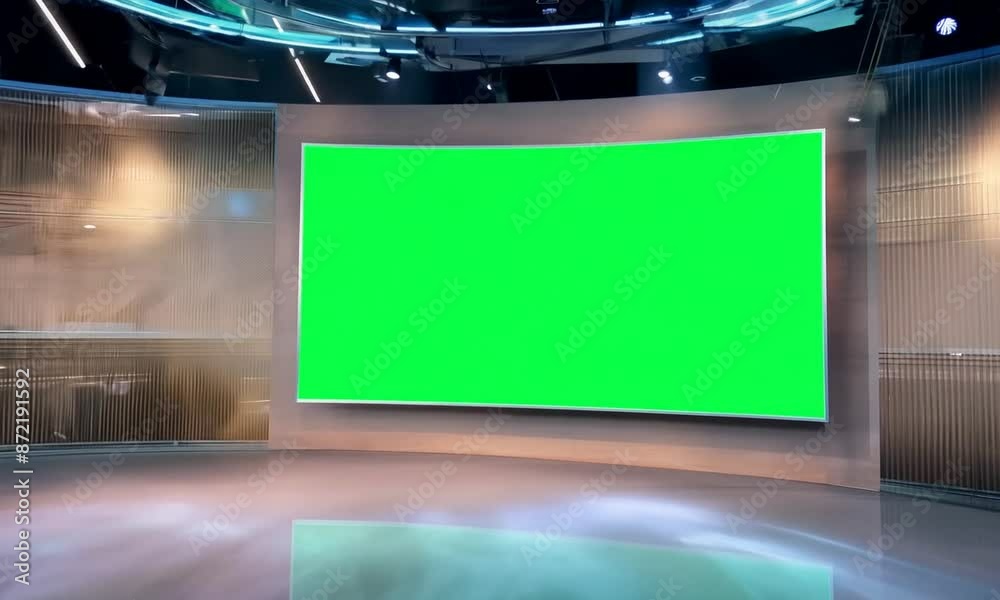 A virtual background on the screen in a TV studio is an innovative ...
