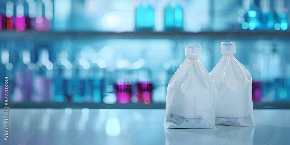 Forensic science desk with evidence bags and tools for crime scene ...
