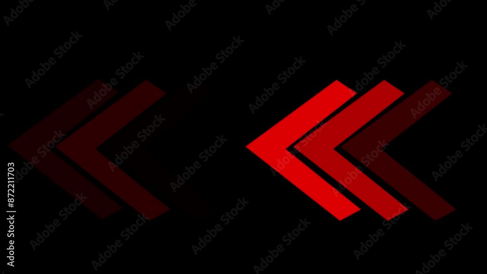 Arrow animation red chroma key left light and black background. 4k ...