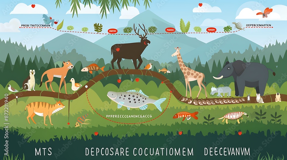 Infographic on the Food Chain, Showing Producers, Primary Consumers ...