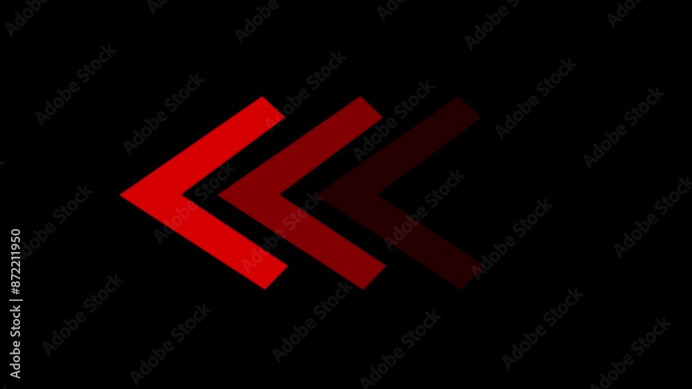 Arrow animation red chroma key left light and black background. 4k ...