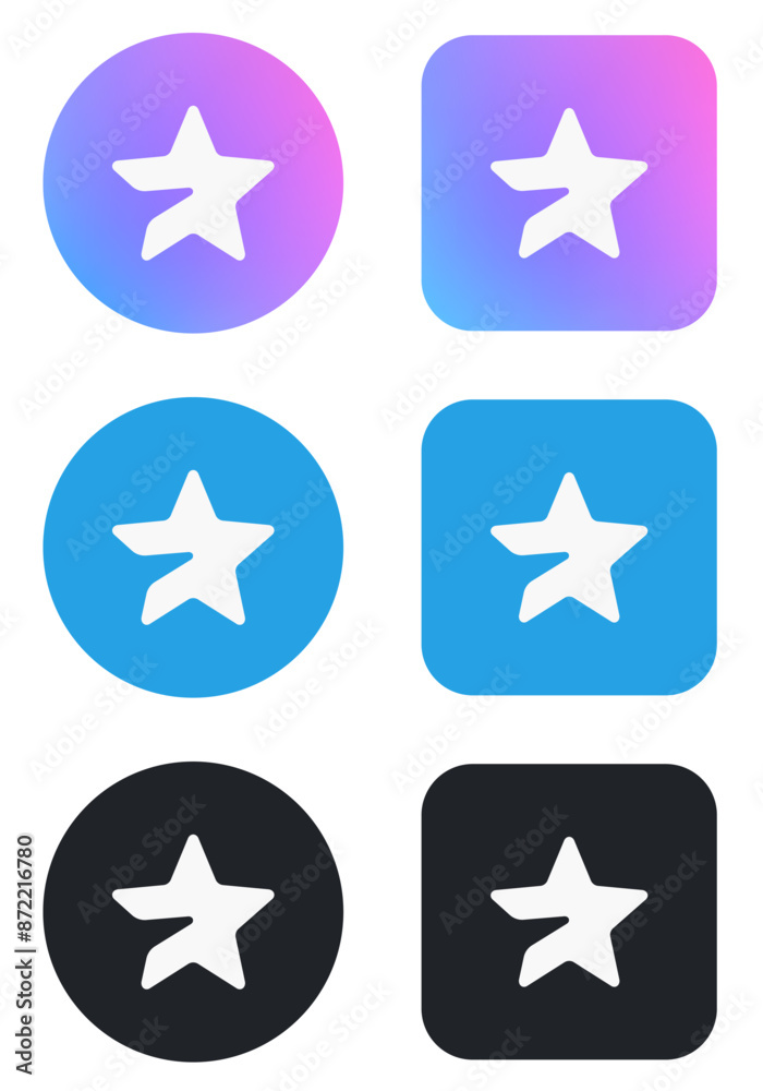 Set of flat Telegram Stars icons as premium badge, approved account ...