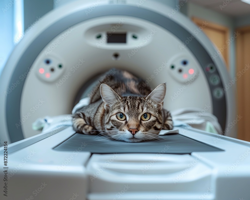 Cat in MRI Machine, Veterinary Medical Examination, Focused and Calm ...