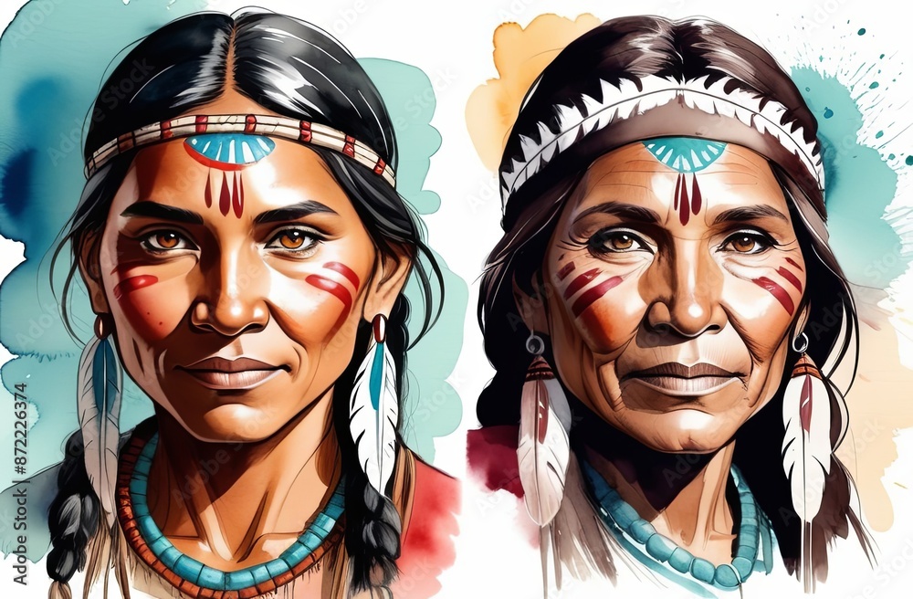 traditional clothing and face paint of native americans, indigenous ...