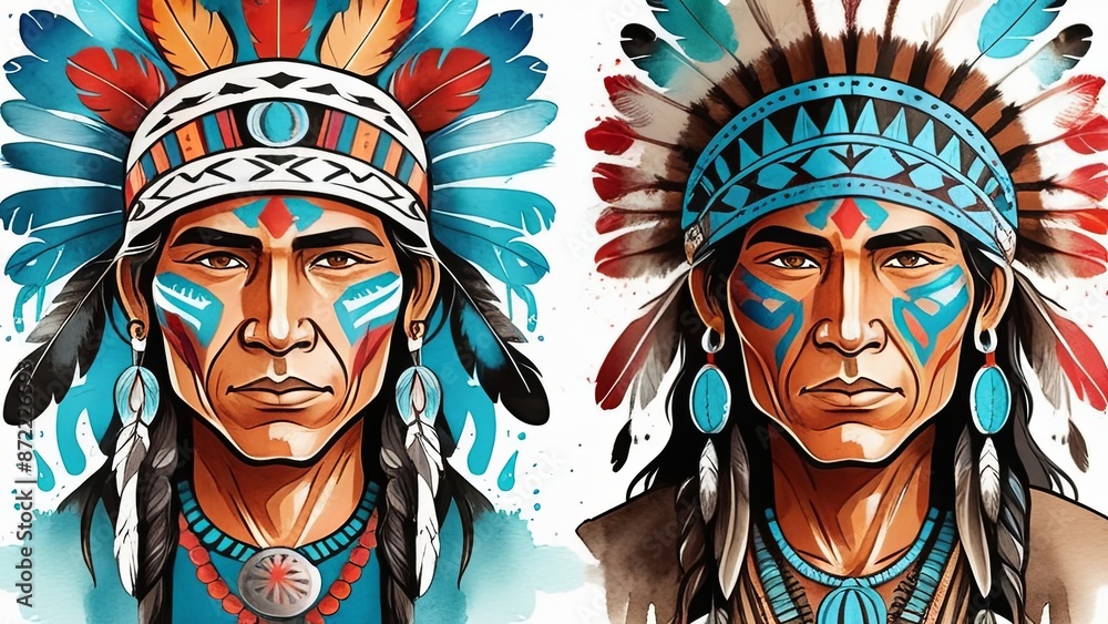 traditional clothing and face paint of native americans, indigenous ...