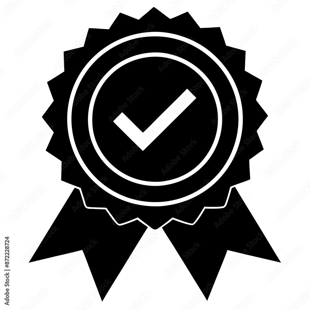 Develop a certification badge with a ribbon, a check mark, within a ...