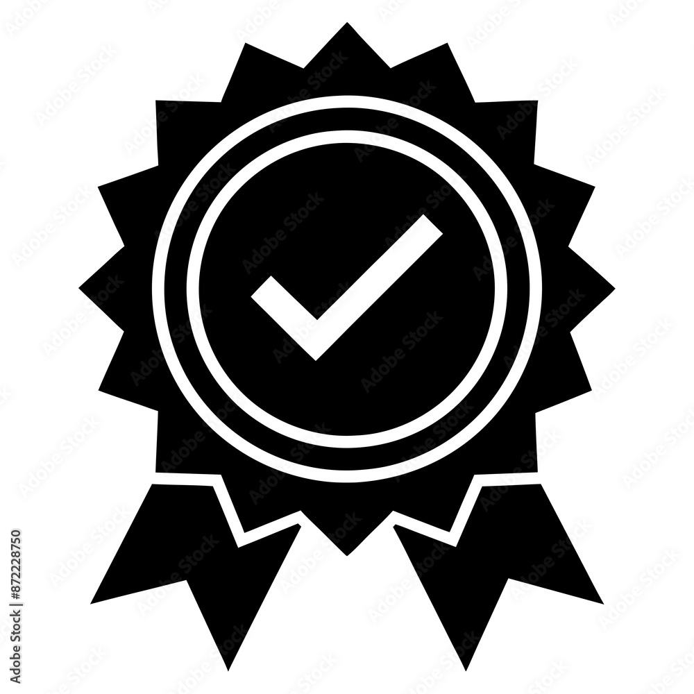 Develop a certification badge with a ribbon, a check mark, within a ...