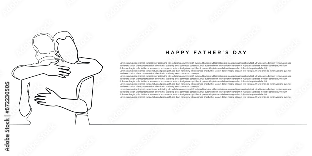 father's day line background.line art drawing of mature man hugging ...