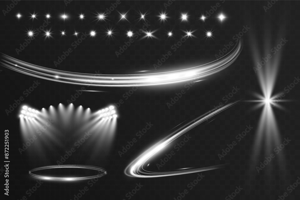 Light wave shine spotlight effect,vector glow line sparkle shine ...