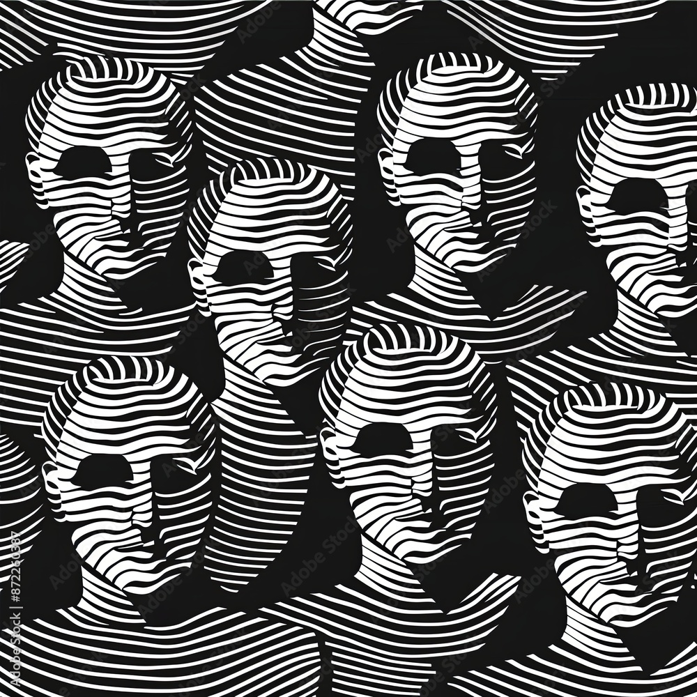 The black and white drawing depicts a crowd of people and we see many ...