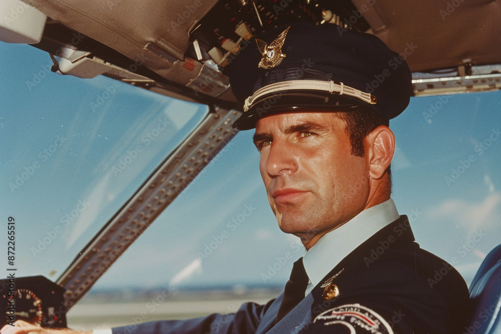 vintage color portrait photography of a plane pilot from the 1960s ...