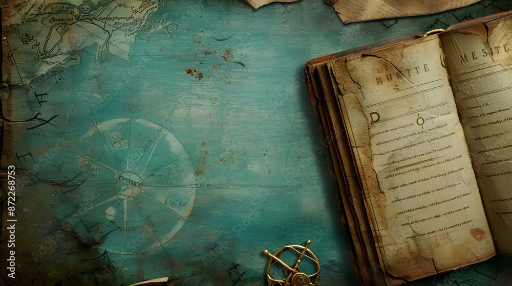 adventure and discovery. Old hand drawn map nautical symbols and ...