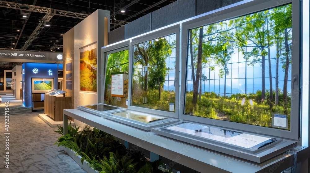 energy-efficient window display at a sustainable living expo, showing ...