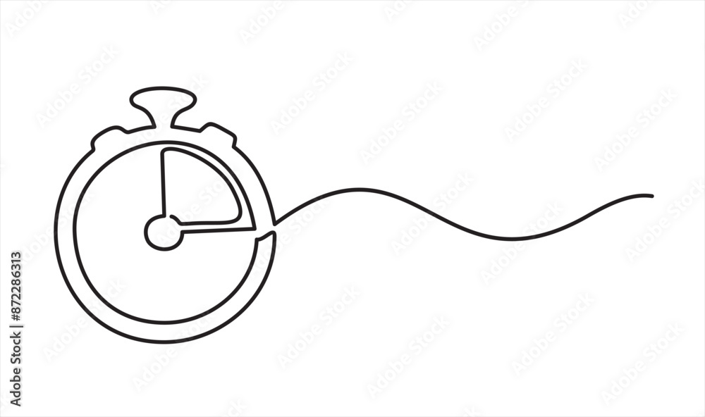 Clock line continuous drawing vector. One line Alarm clock vector ...