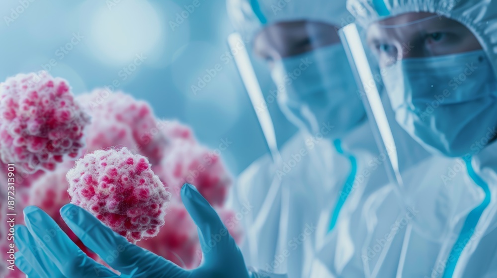 High-resolution image of molecular biologists analyzing pluripotent ...