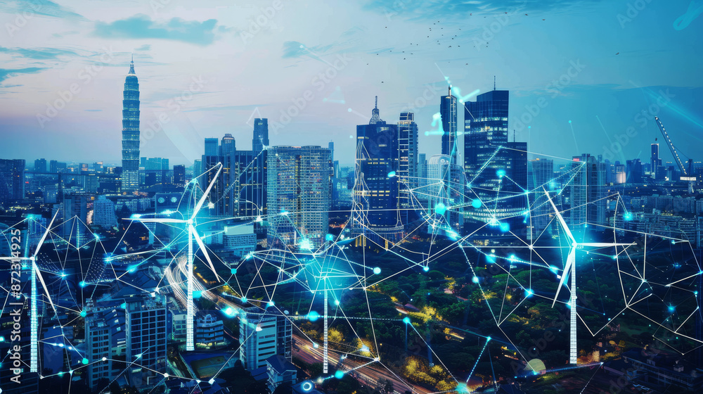 Smart grids, renewable energy sources like wind turbines and solar ...