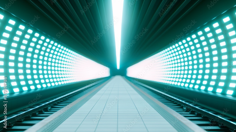 Underground subway with sci-fi holograms, dark shadows, futuristic ...