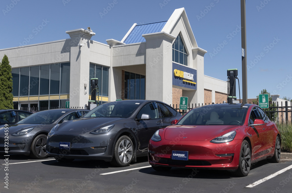 CarMax Auto Dealership Tesla Electric Vehicle display. CarMax is the ...