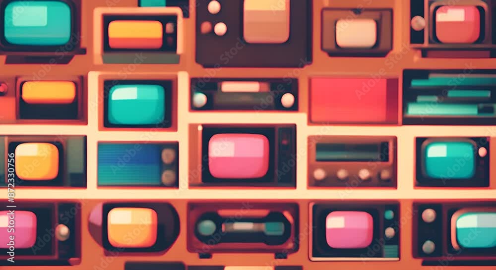 Vintage television screens flickering Close Up Footage of a Retro TV ...