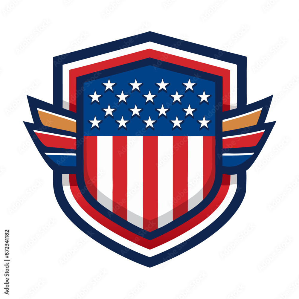 American Flag Emblem Badge Logo Design. Crafting Iconic American Flag ...