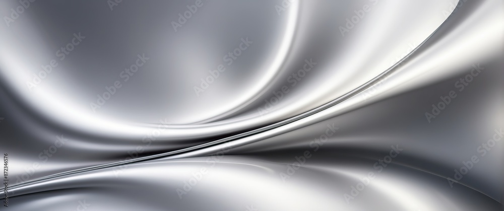Abstract metallic silver waves create a smooth, futuristic, and elegant ...