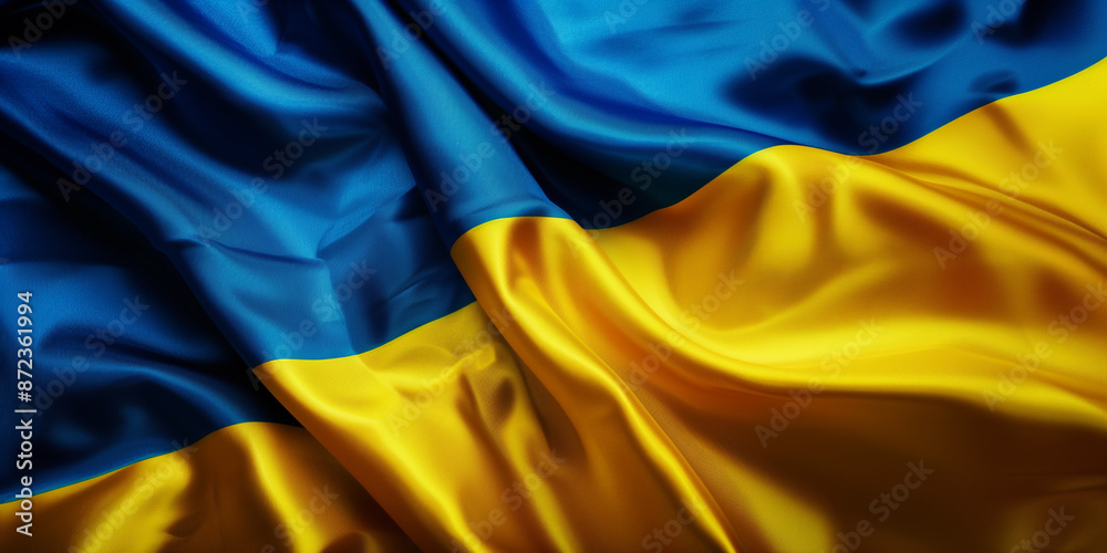 Ukrainian flag in a smooth, silky texture, with its blue and yellow ...