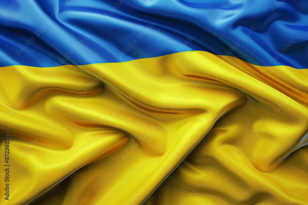 Ukrainian flag in a smooth, silky texture, with its blue and yellow ...