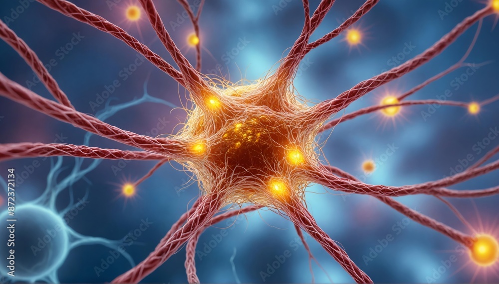 Neuron anatomy, dynamic flow of impulses across neural pathways. Stock ...