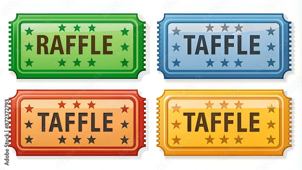Raffle ticket symbols. set of 4 version Stock Photo | Adobe Stock