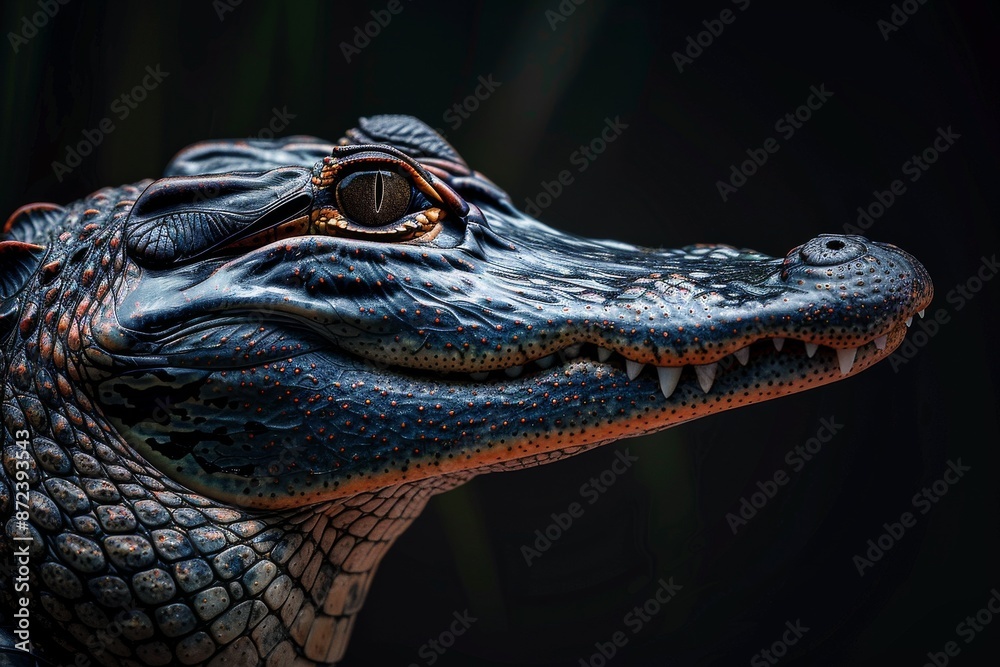 Mystic portrait of American Alligator, full body view, isolated on ...