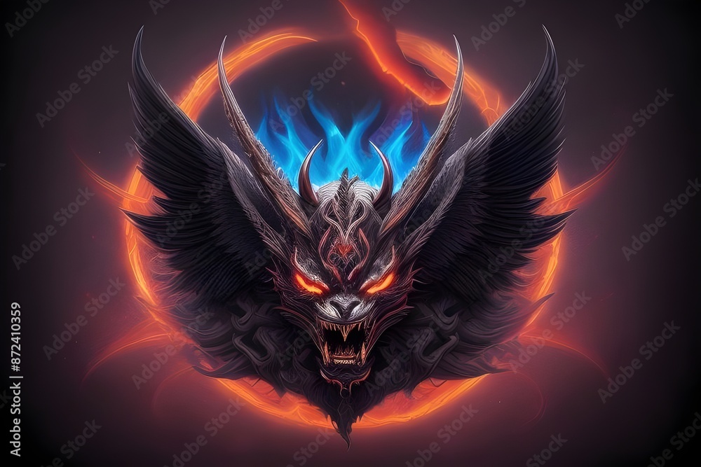 an illustration of an evil devil head, satan, lucifer, halloween ...