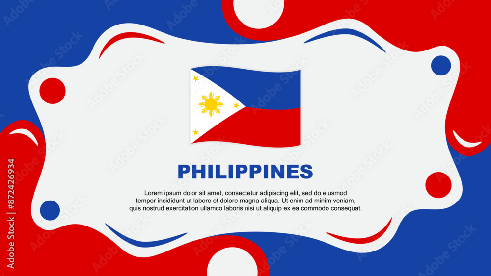 Philippines Flag Abstract Background Flat Design Template. Philippines ...