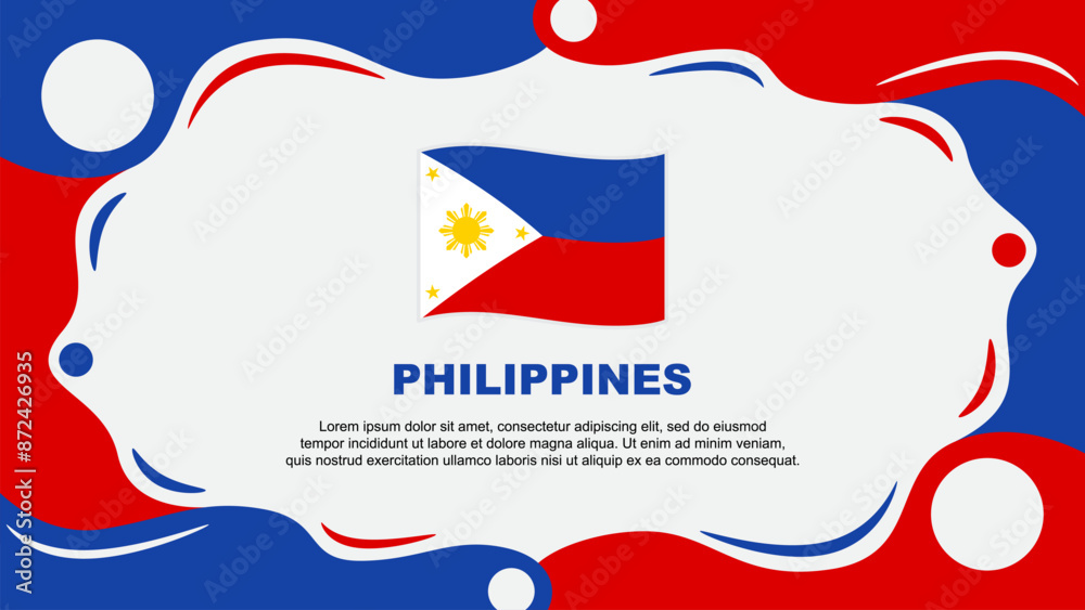 Philippines Flag Abstract Background Flat Design Template. Philippines ...