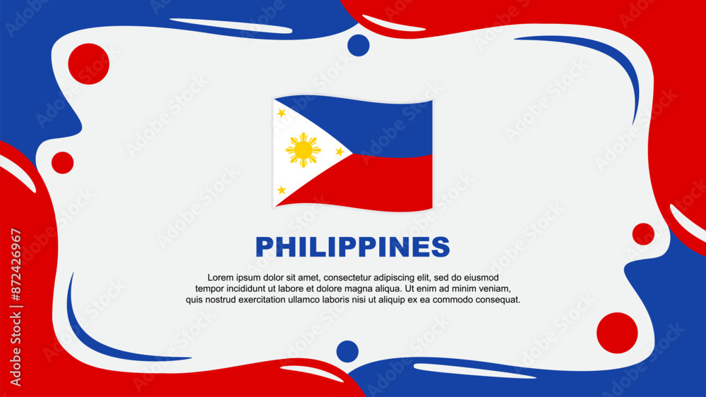 Philippines Flag Abstract Background Flat Design Template. Philippines ...
