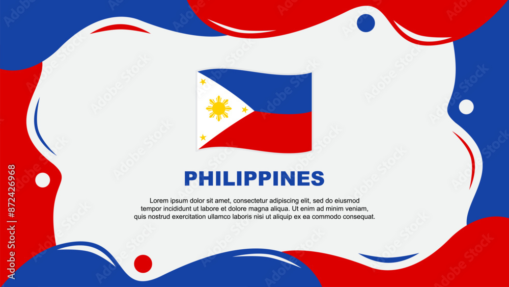 Philippines Flag Abstract Background Flat Design Template. Philippines ...