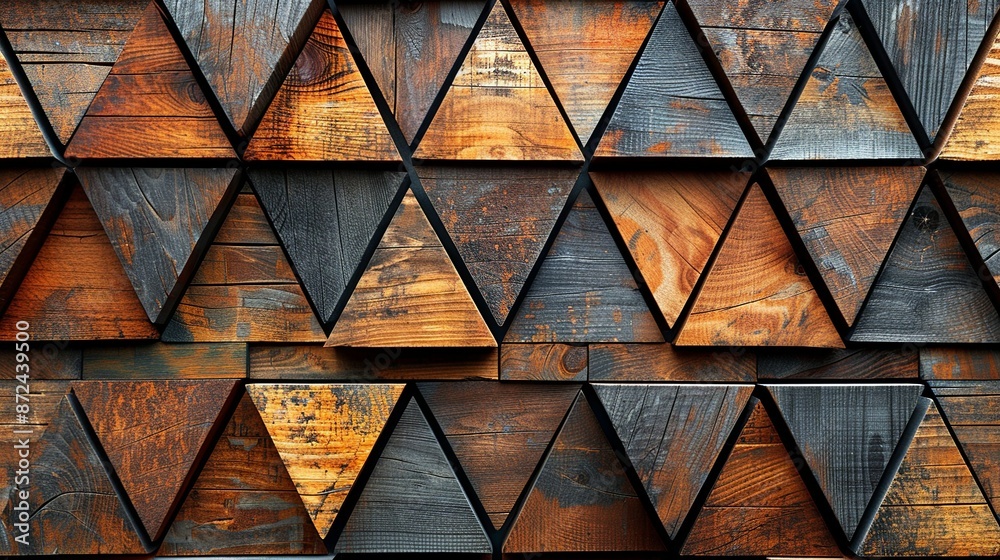Equilateral triangles in a seamless pattern with a wood grain texture ...