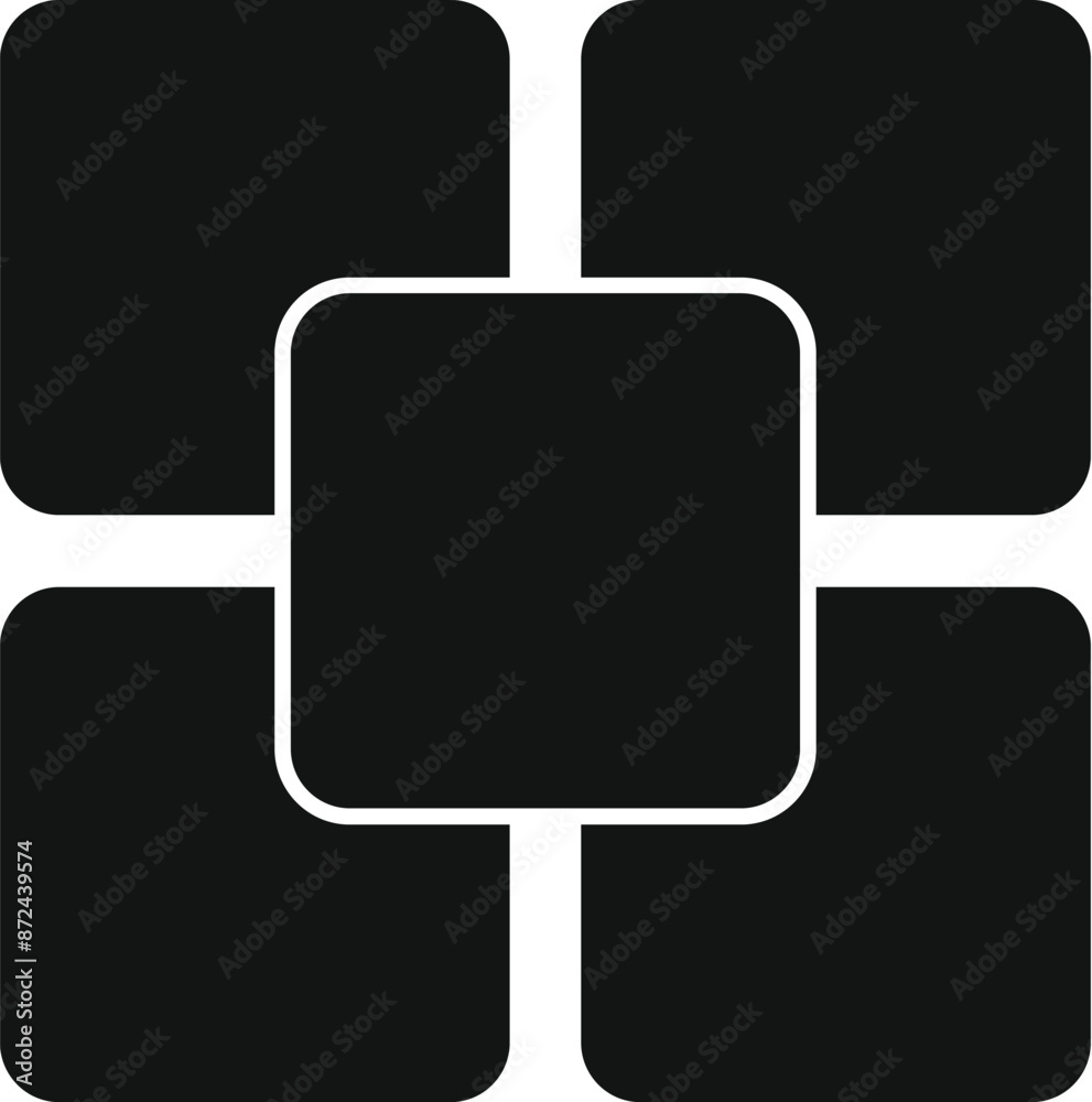 Black module blocks forming a bigger square, useful icon for modularity ...