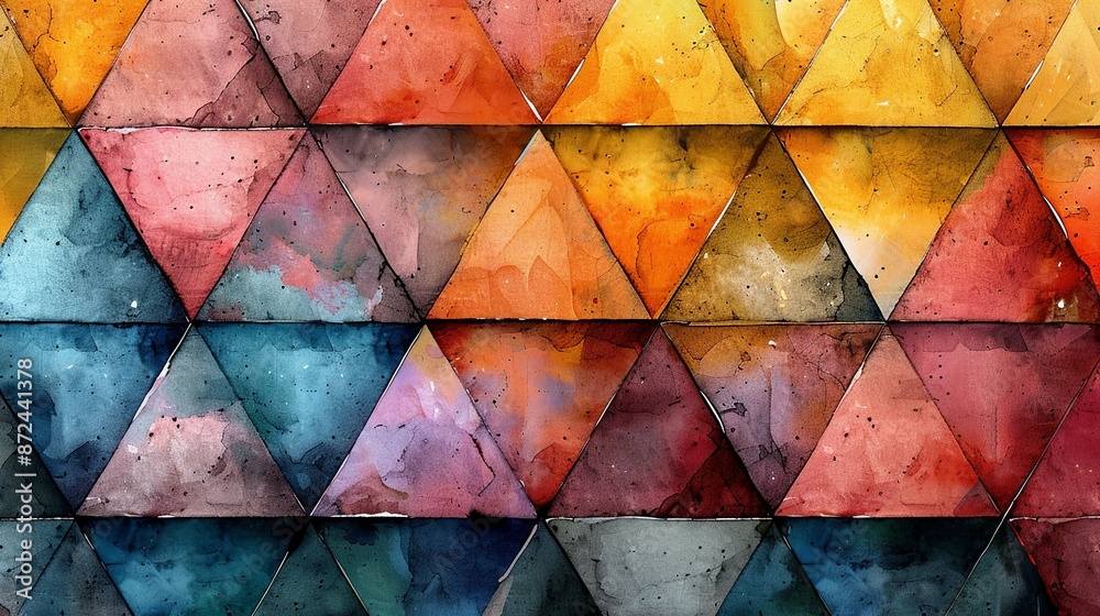Right triangles in a seamless background texture with a watercolor ...