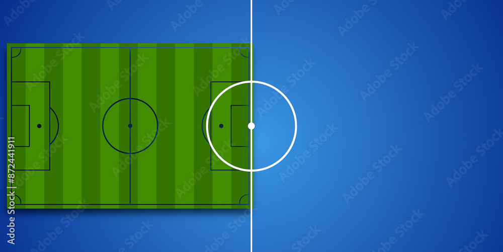 green soccer field with translucent lines with white soccer field ...