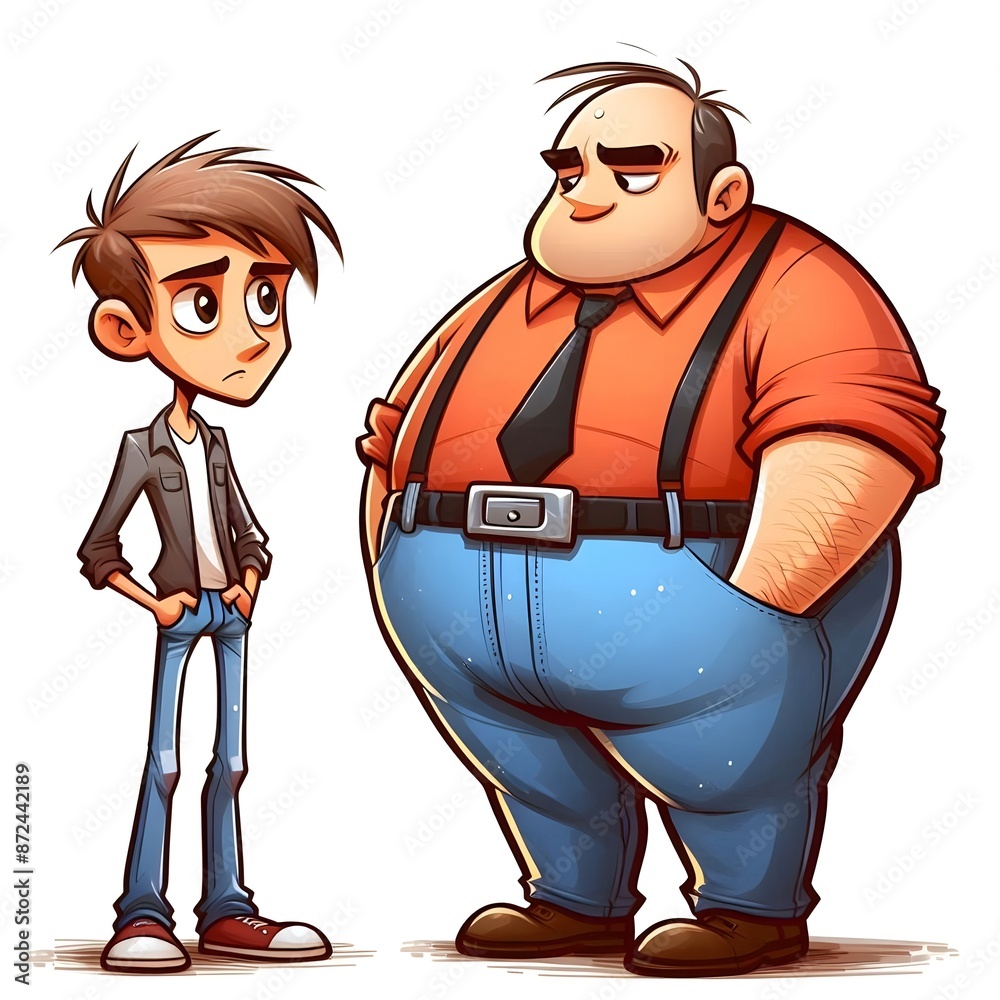 Concept "Through Thick and Thin", two characters standing together, one ...