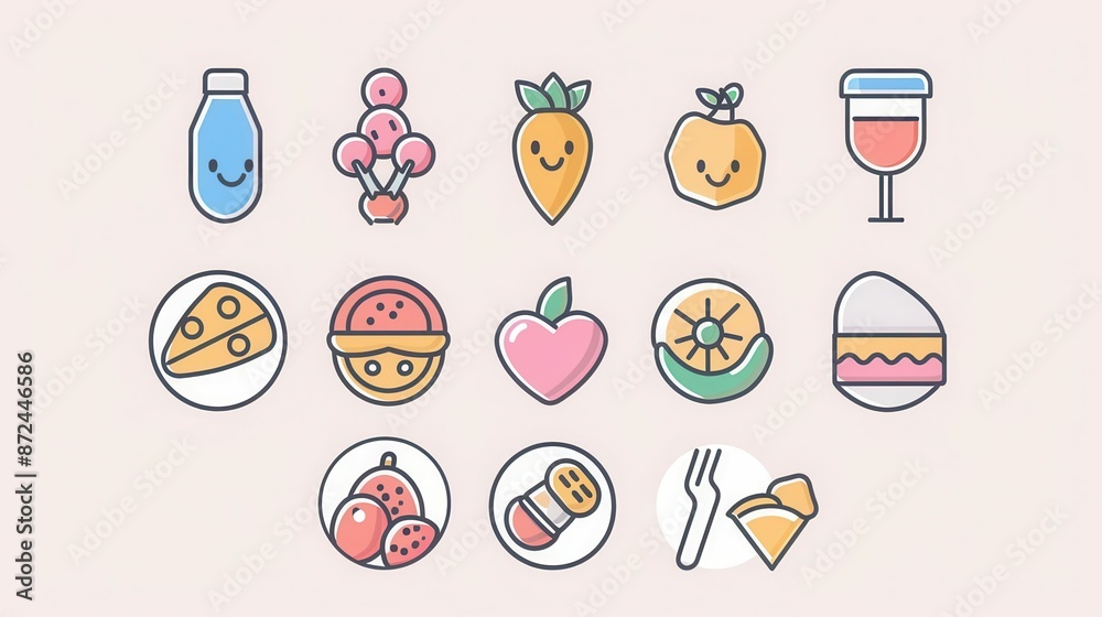 minimalist icon set nutrition and healthy eating symbols clean lines ...